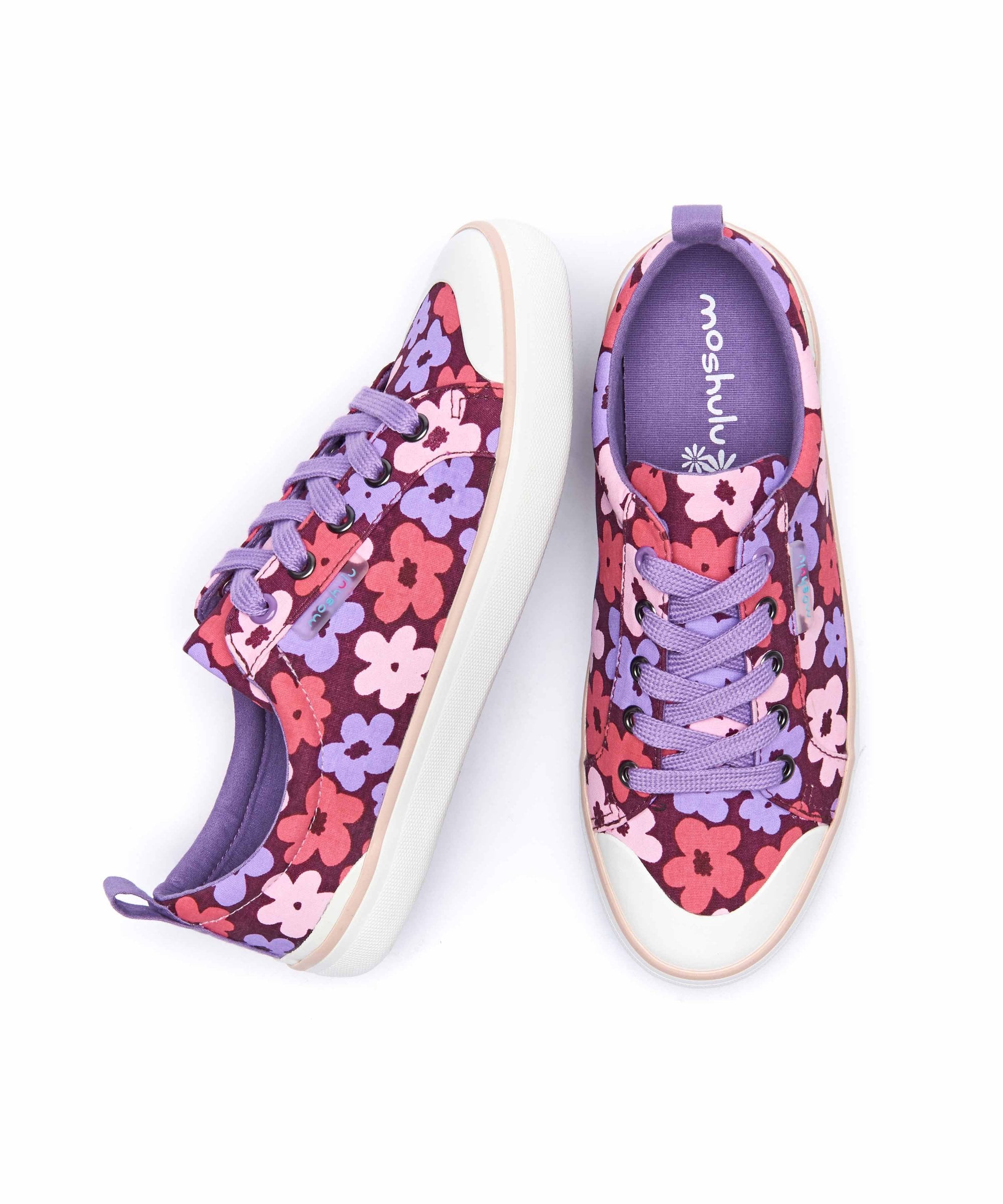 MOUSEHALL ZINFANDEL BOLD FLORAL | Purple comfortable lace-up trainer ...
