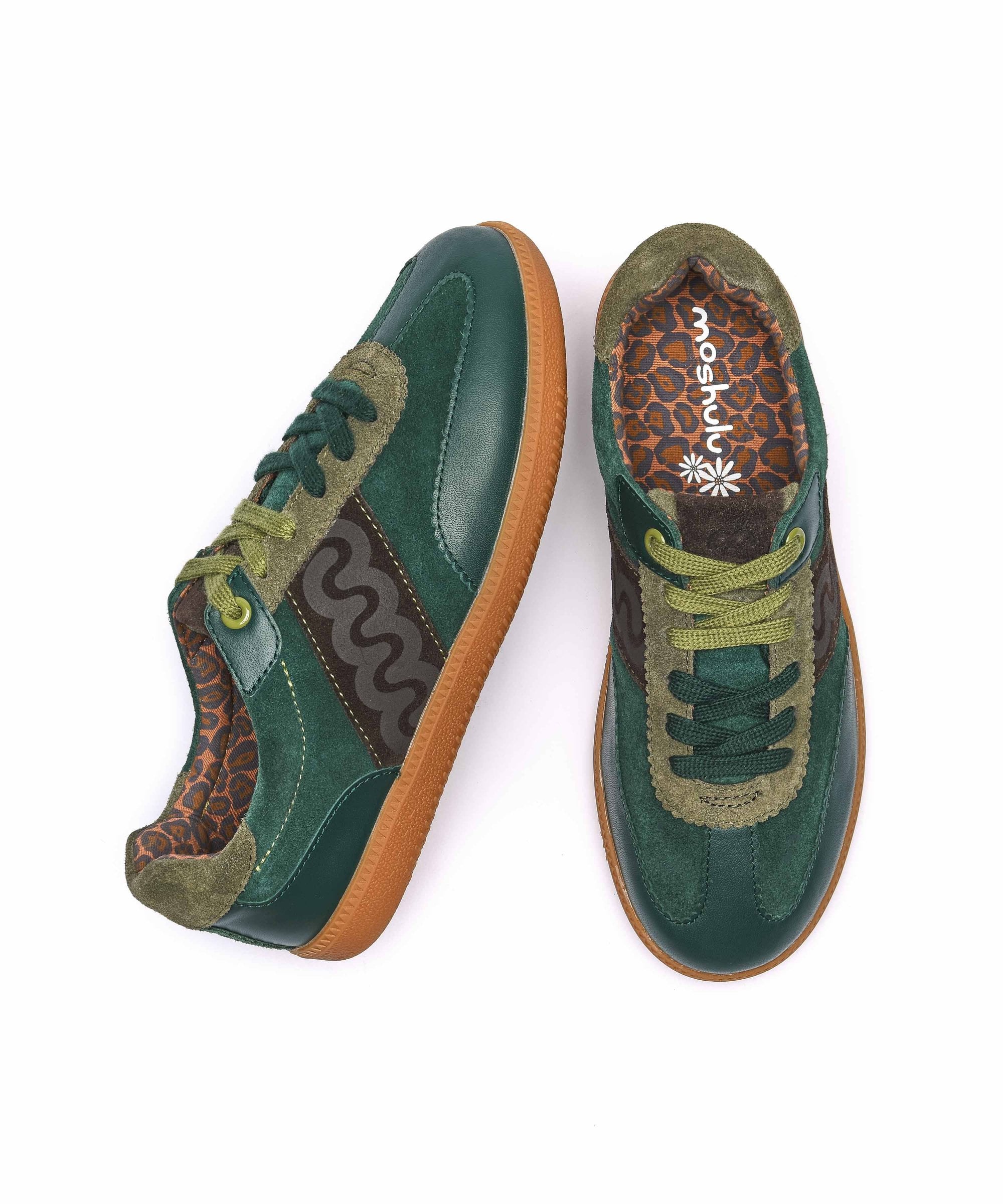 MARGOT PINE GREEN | Green sporty lace up trainers | Moshulu – moshulu