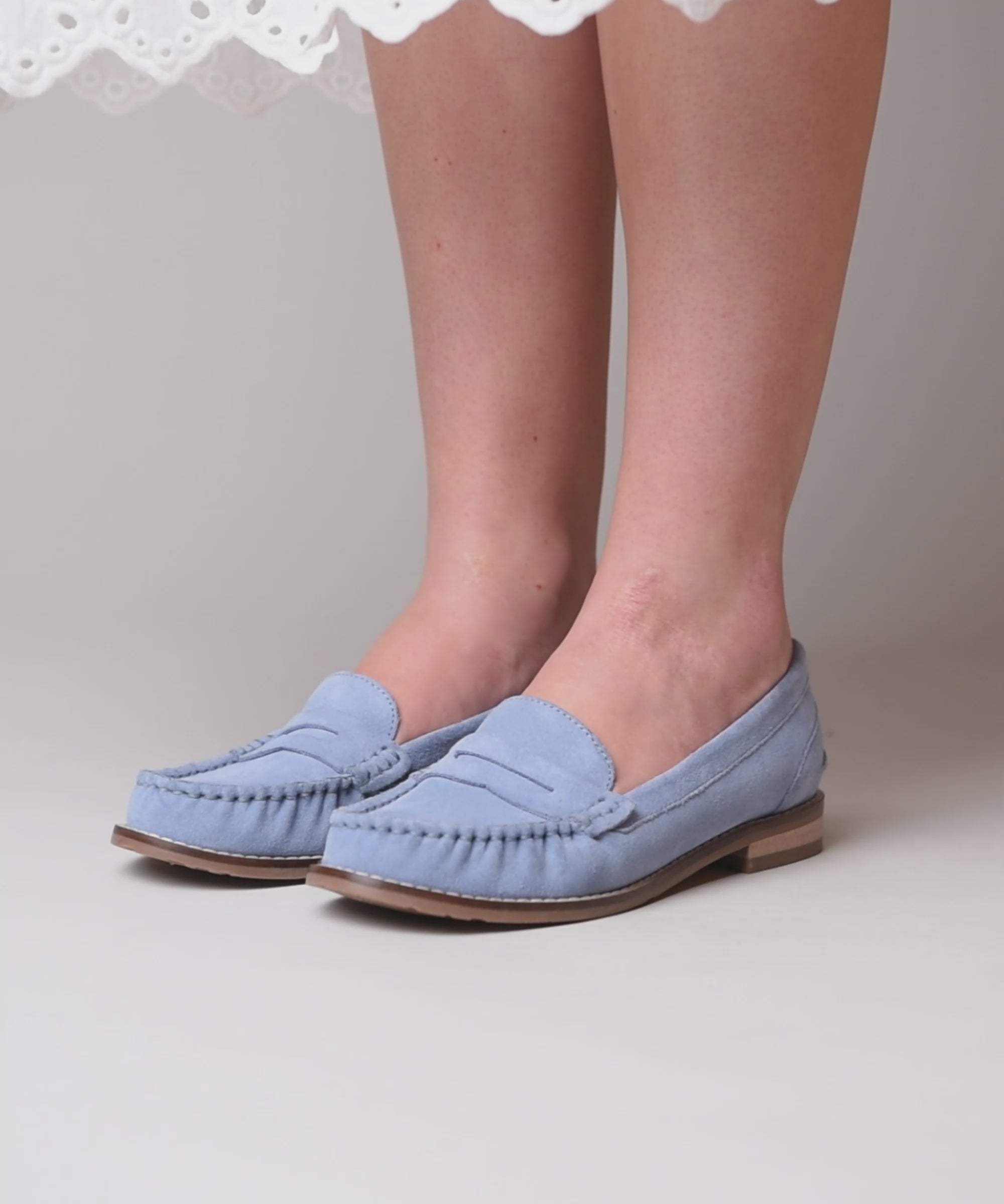 PETREL SUEDE CORNFLOWER BLUE | Blue classic suede penny loafers ...